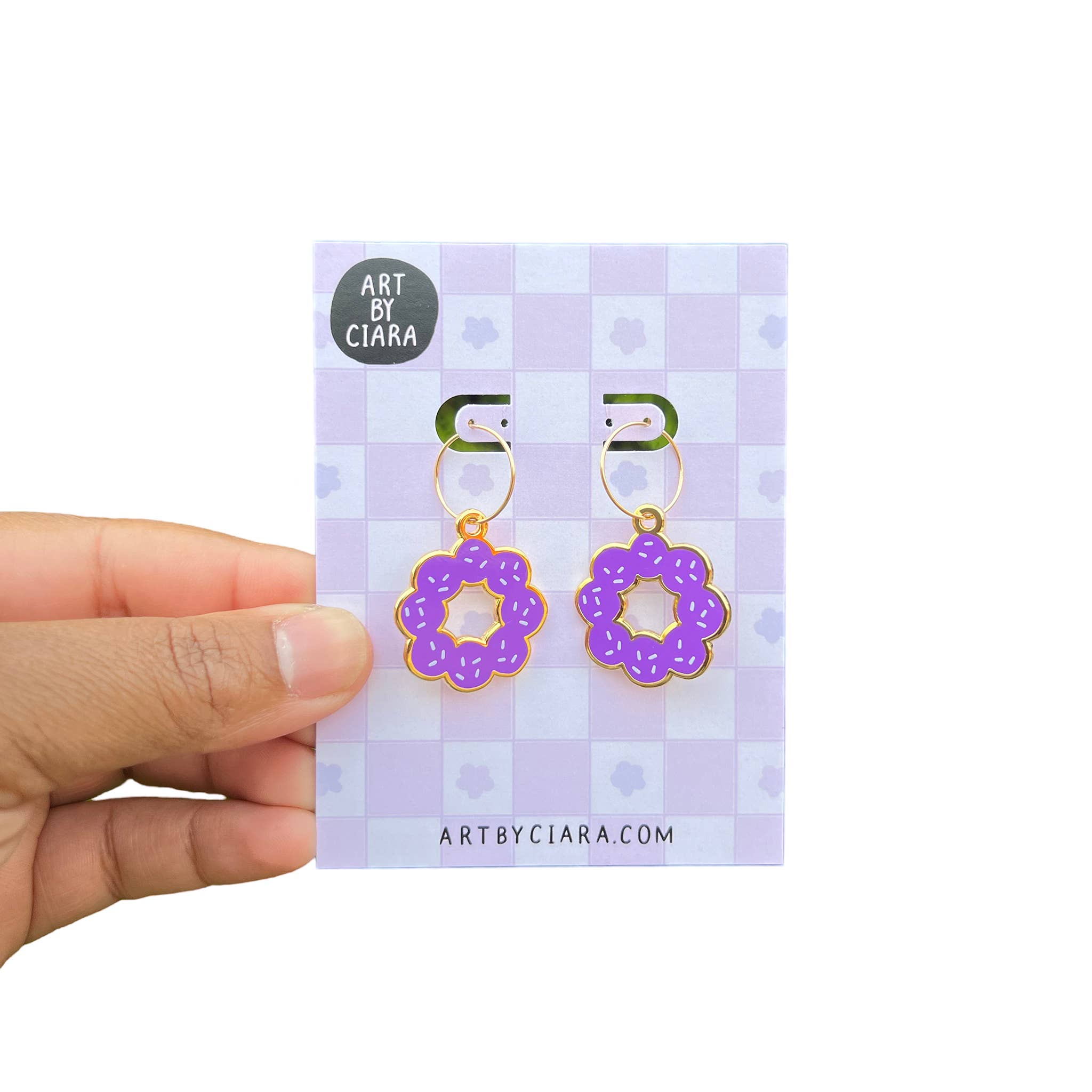 Gold Filled Mochi Donut Hoop Earrings: Ube | BIMA Museum Store