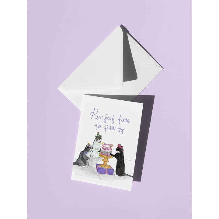 Cat Birthday Card (Purple Letters) | BIMA Museum Store