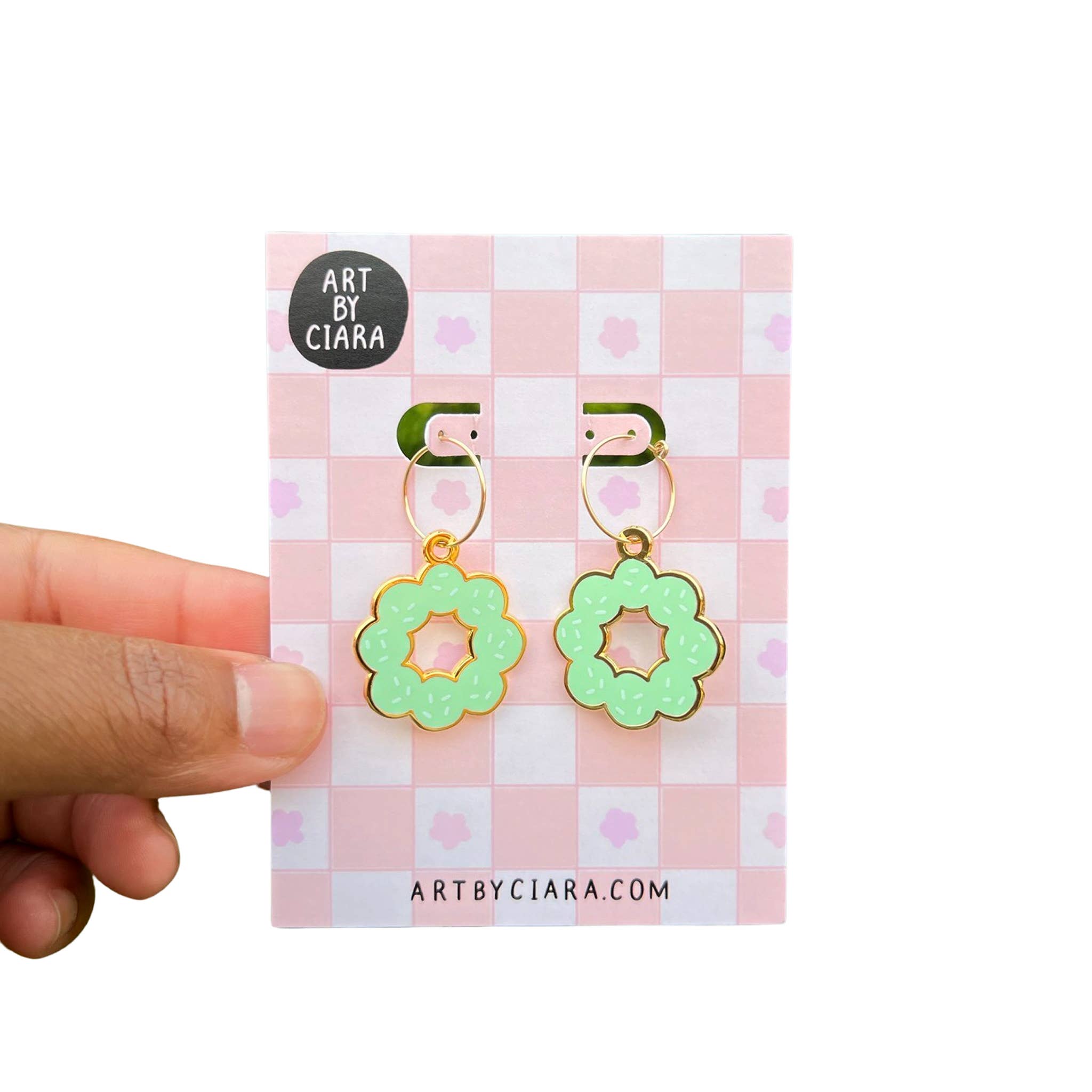 Gold Filled Mochi Donut Hoop Earrings: Matcha | BIMA Museum Store