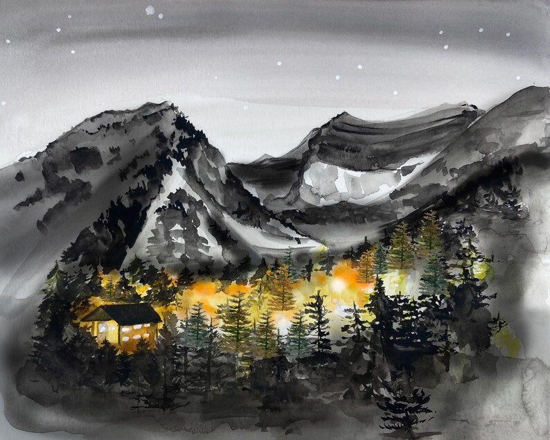 Nighttime Village | Small Giclee Print | BIMA Museum Store