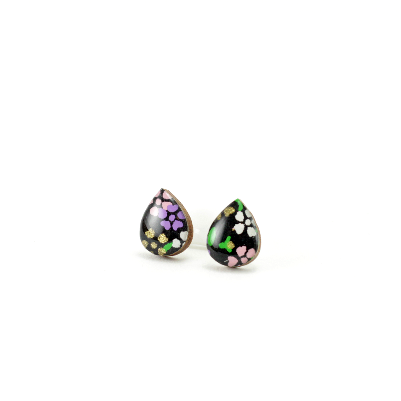 Teardrop Floral Titanium Studs | BIMA Museum Store
