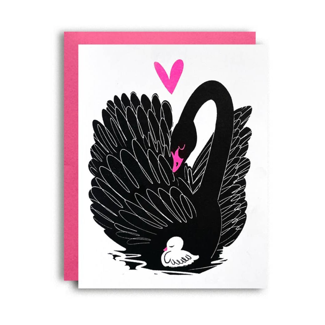 Swan and Cygnet Risograph Greeting Card | BIMA Museum Store