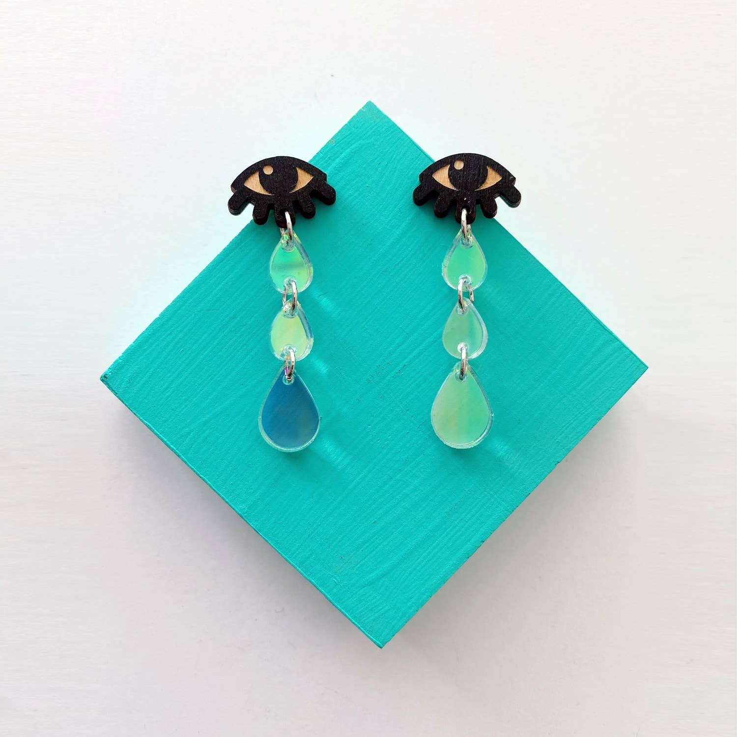 Teardrop Stud Earrings: Iridescent tears | BIMA Museum Store