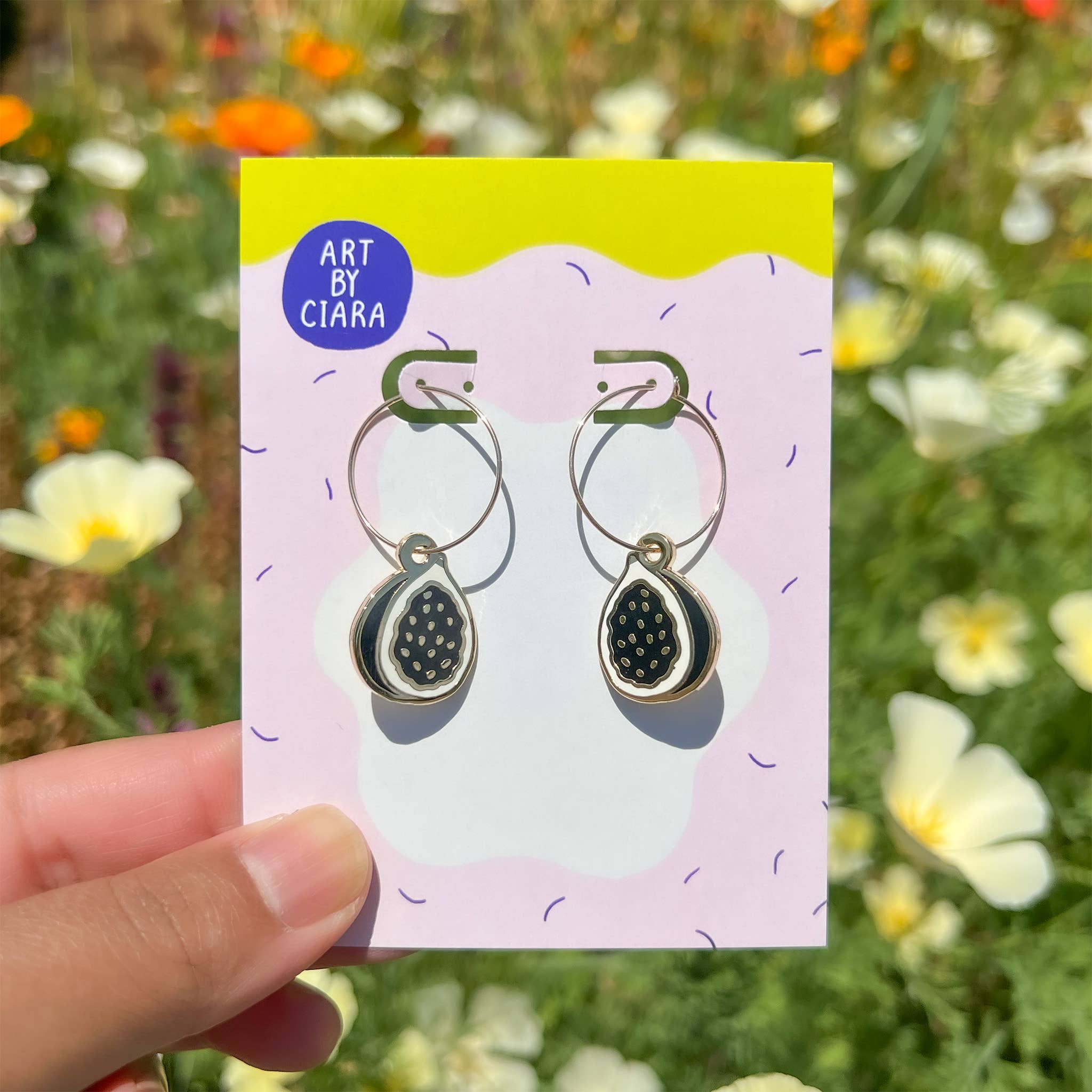 Gold Filled BW Fruit Hoop Earrings: Fig | BIMA Museum Store